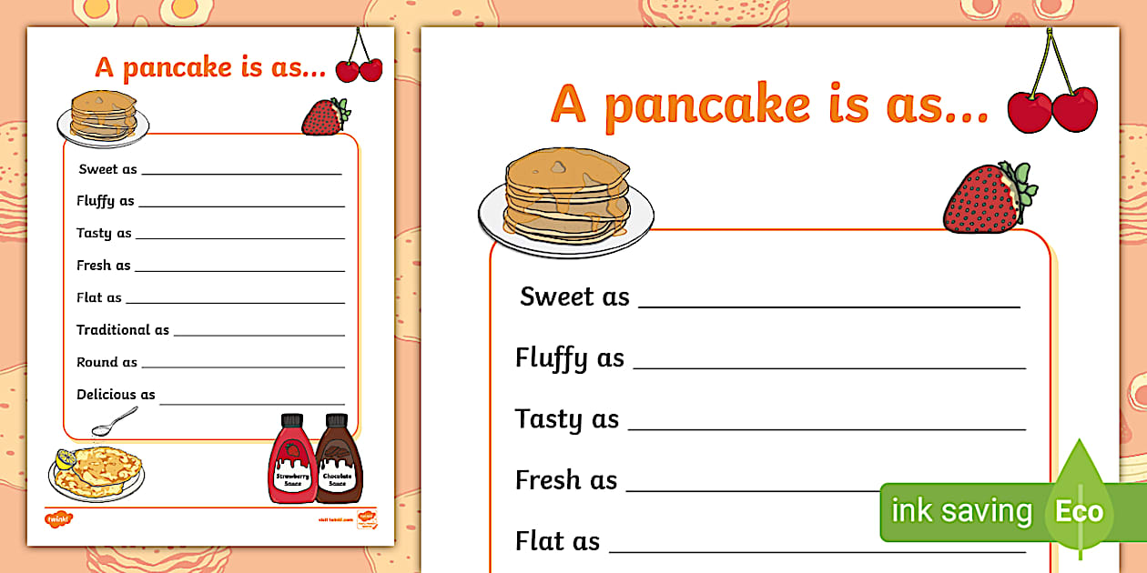 Pancake Simile Poem Template (teacher made) - Twinkl