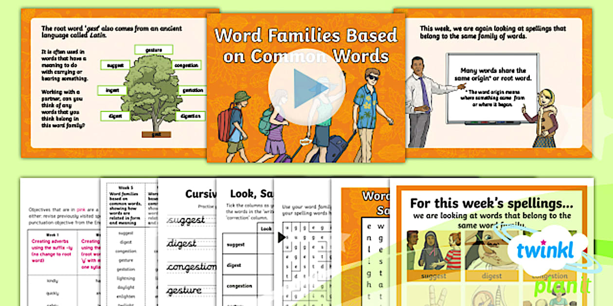PlanIt Y6 Term 1B W5: Word Families Based on Common Words Spelling Pack