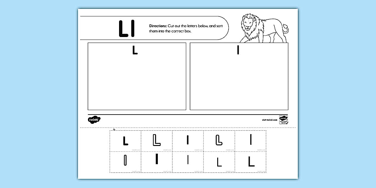 Uppercase and Lowercase Letter L Sort for PreK-K - Twinkl