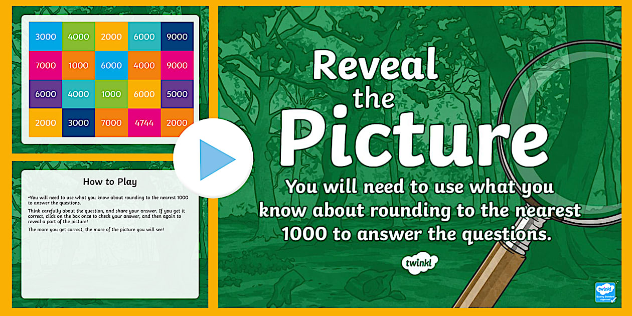 Rounding to 1000 Game | Reveal the Picture Plenary Activity