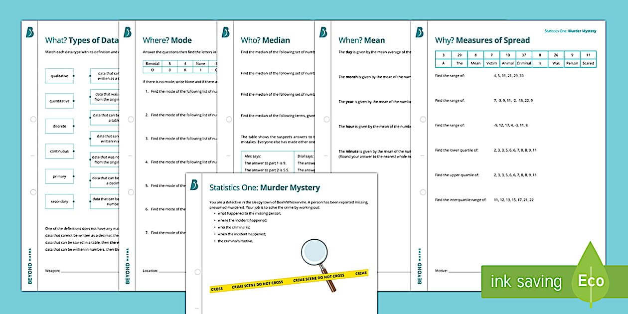 Statistics - Murder Mystery Pack | Maths | Beyond - Twinkl