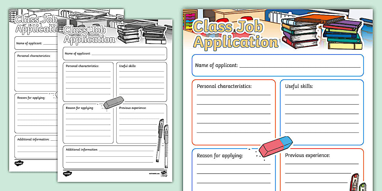 Class Job Application Letter Writing Frame (teacher made)