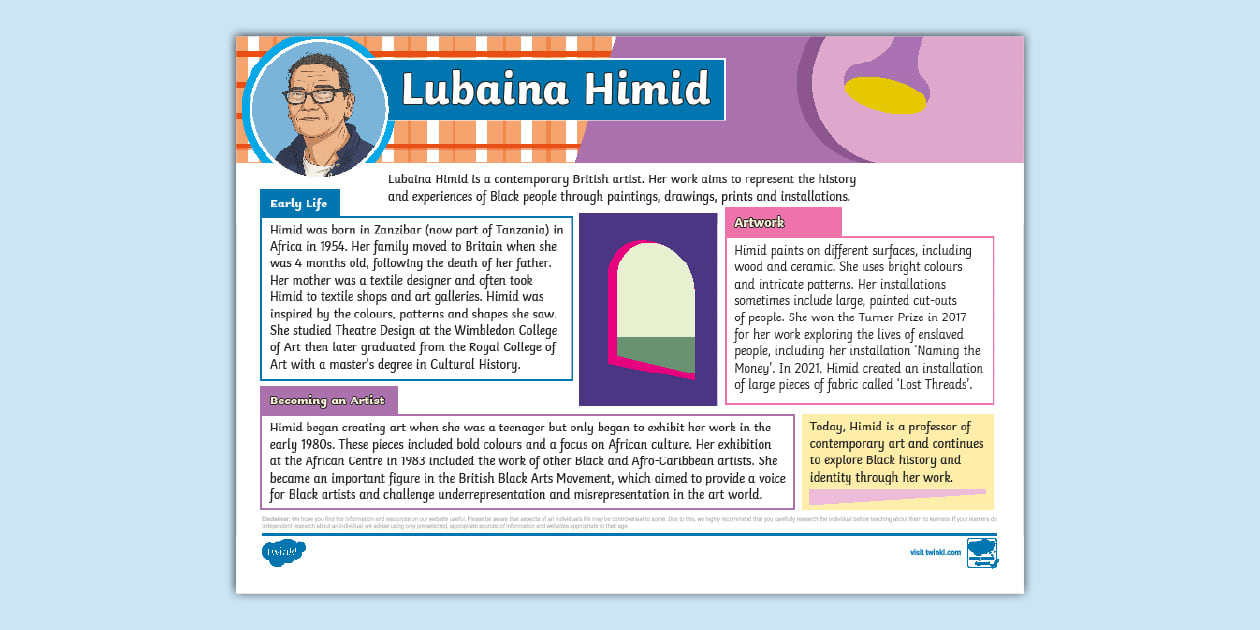 KS2 Lubaina Himid Artist Fact File (teacher made) - Twinkl