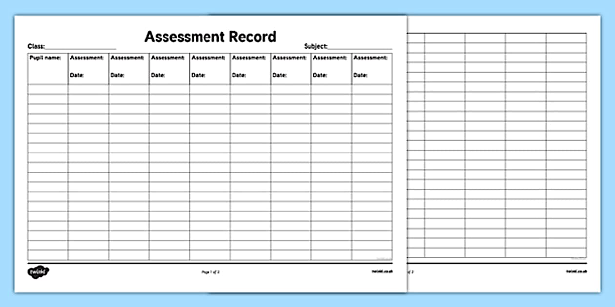 ROI Assessment Record-Irish - Twinkl