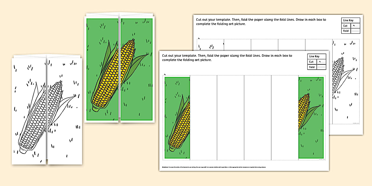 Corn Folding Art Template - Twinkl
