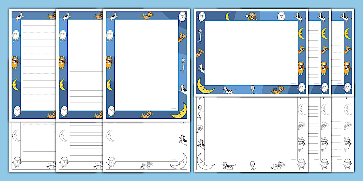 Hey Diddle Diddle Nursery Rhyme Page Borders - Twinkl