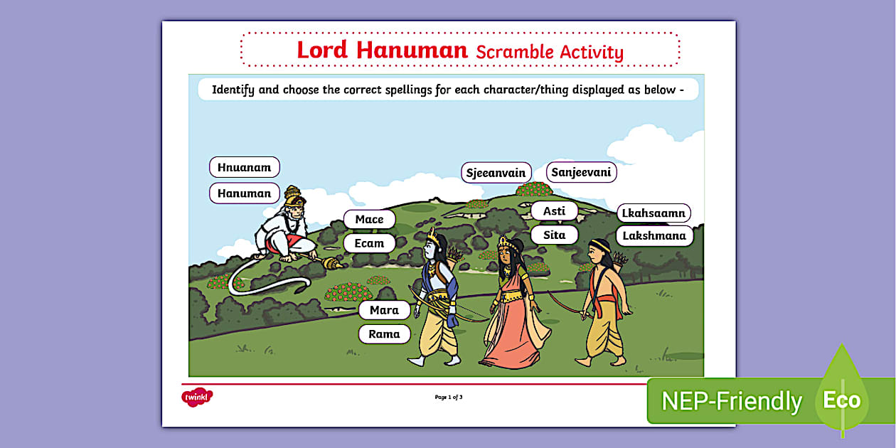 Lord Hanuman Scramble Activity (teacher made) - Twinkl