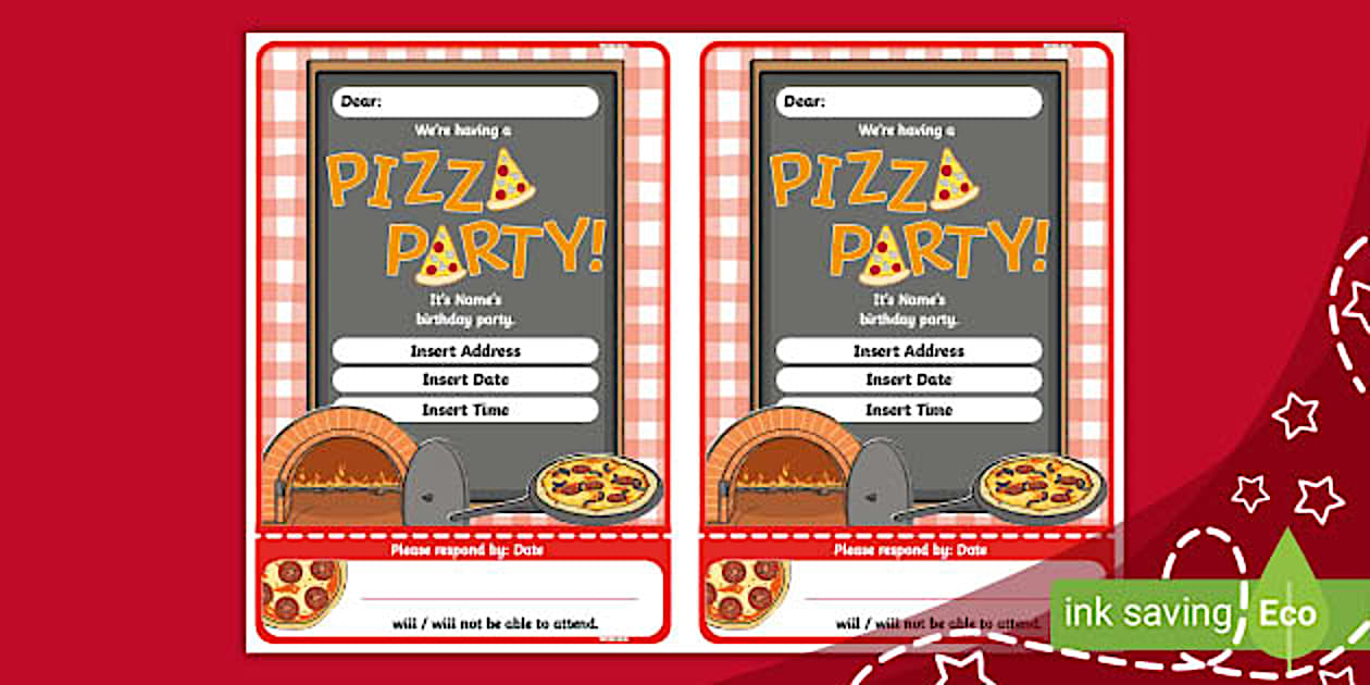Pizza Party Invitations (teacher made) - Twinkl