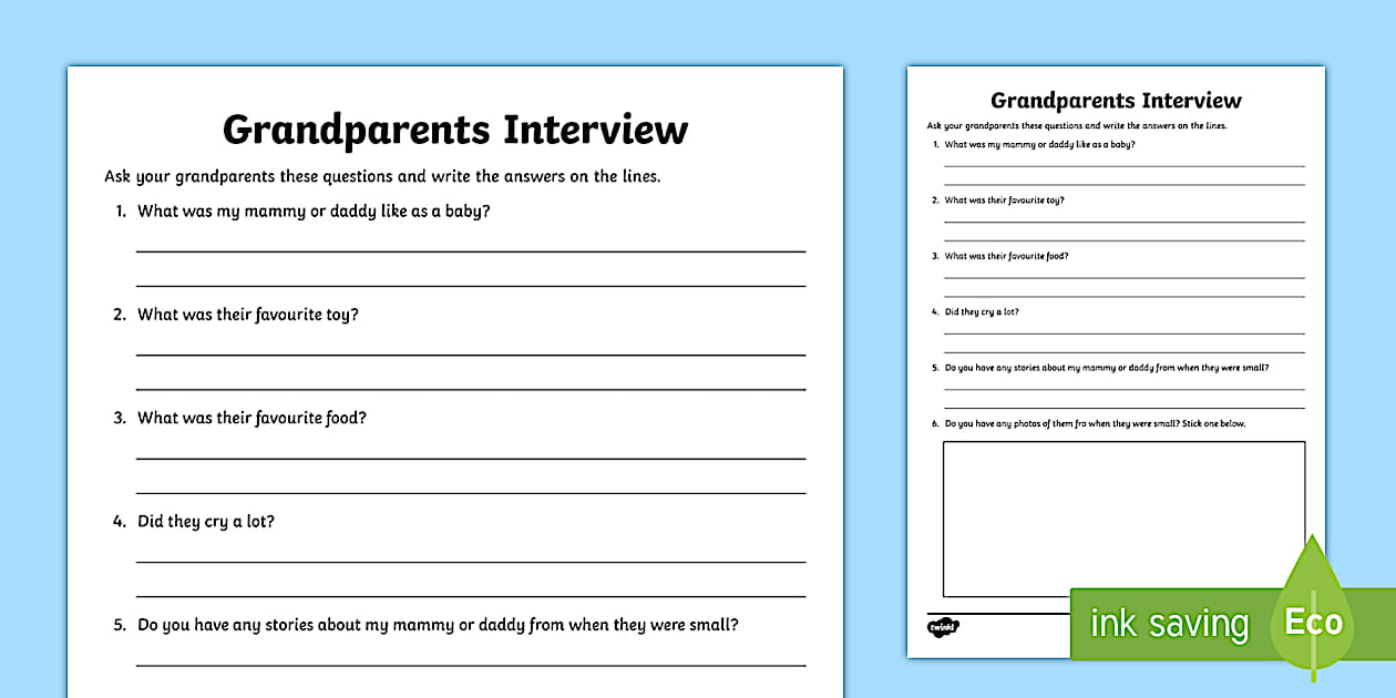 Grandparents Interview Worksheet (teacher made) - Twinkl