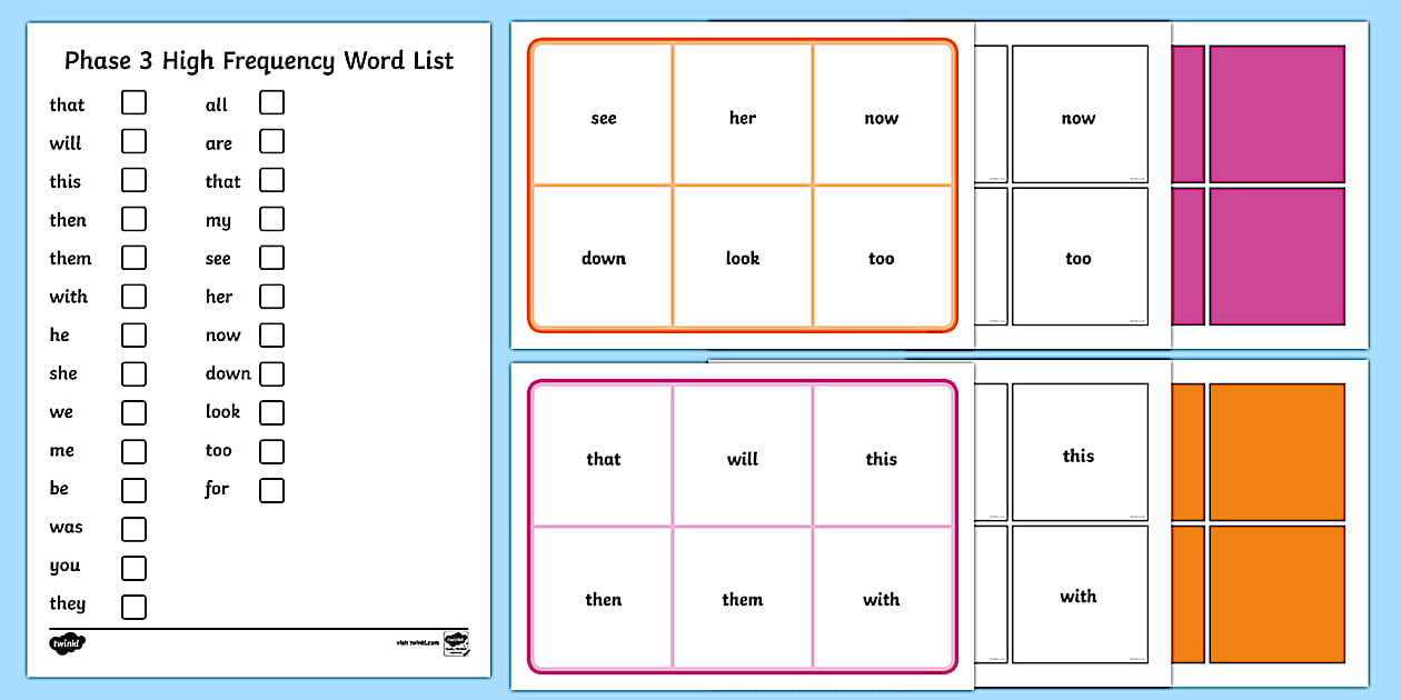 Phase 3 High Frequency Word Bingo (teacher made) - Twinkl