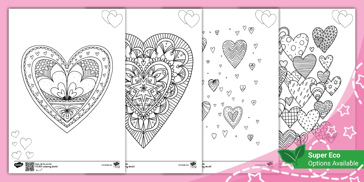 Valentine's Mindfulness Colouring Hearts (teacher made)