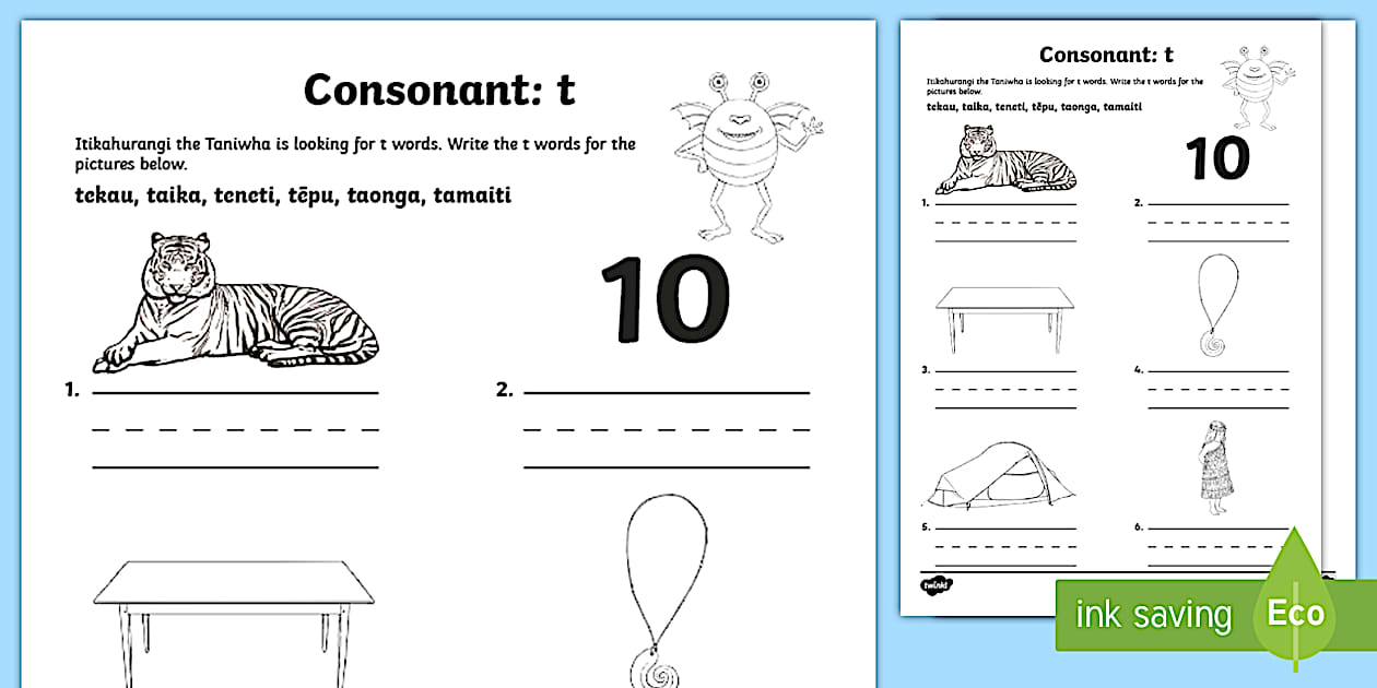 Māori Language Week Consonants 't' Worksheet / Worksheet