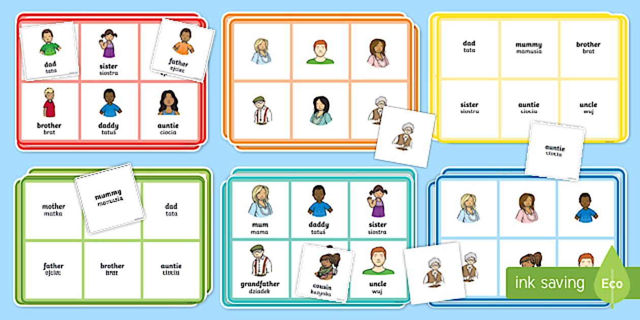 Family Members Bingo English/Polish (teacher made) - Twinkl