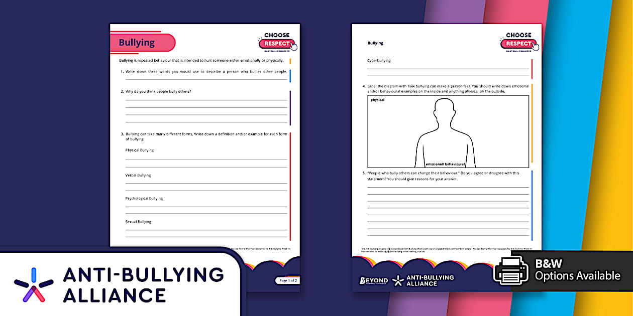 FREE! - Anti-Bullying Week: Bullying Worksheet - Twinkl