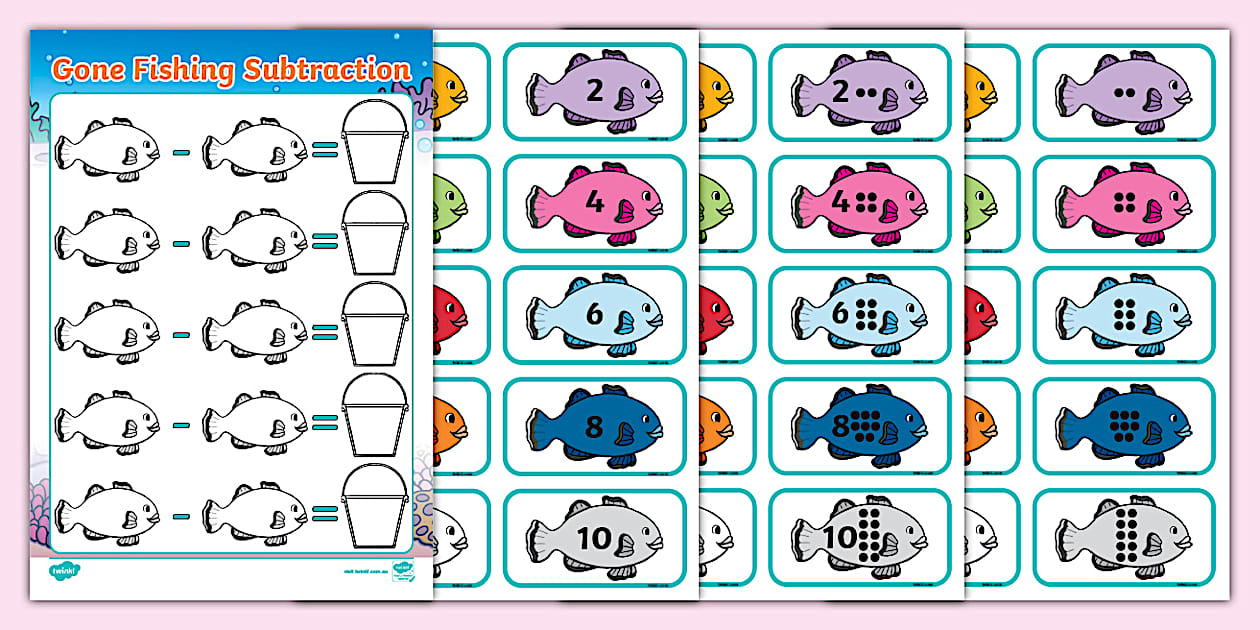 Catch of the Day Subtraction Game - F-2 - Maths - Twinkl