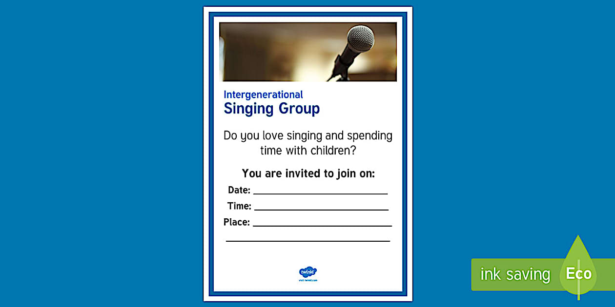 Editable Intergenerational Singing A4 Display Poster