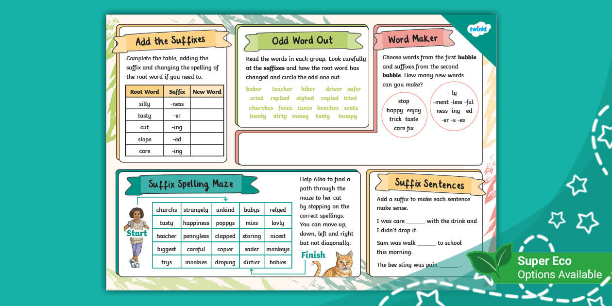 Prefixes and Suffixes Activity Mat (Ages 6 - 7)