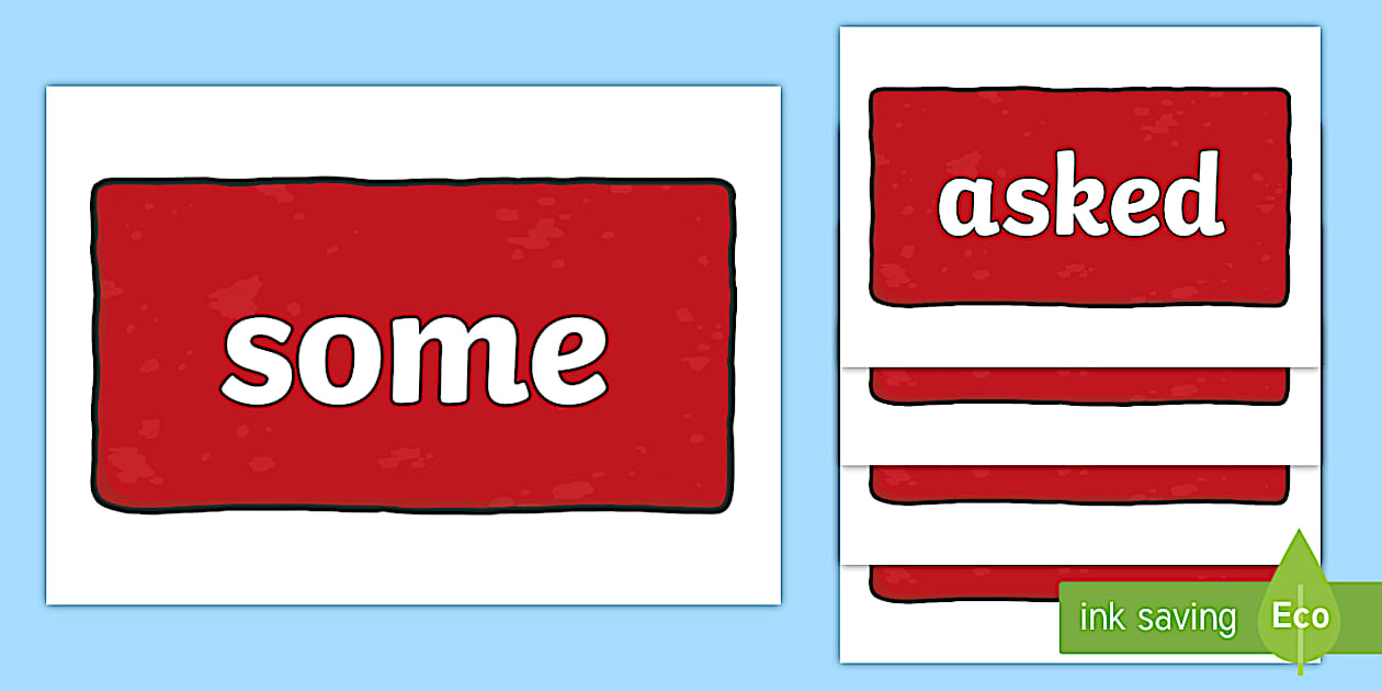 Editable Phase 2 to 5 Tricky Words on Red Bricks Display Cut-Outs