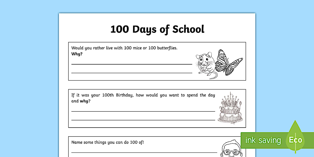 100 Days of School Worksheet / Worksheet (teacher made)