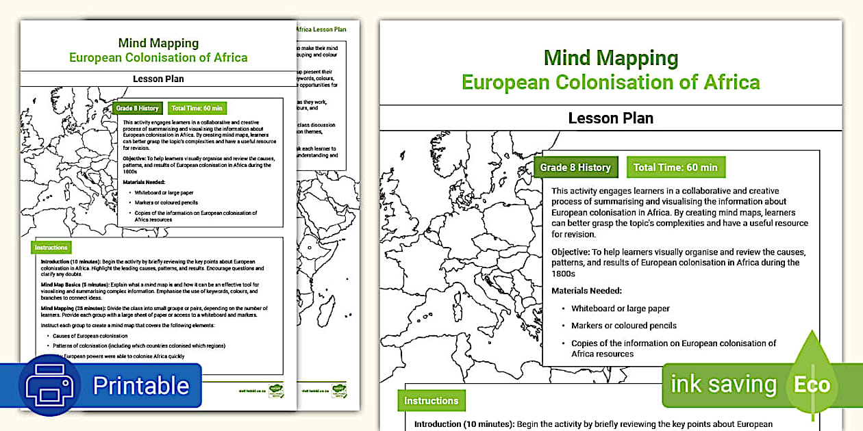 Mind Mapping European Colonisation of Africa Lesson Plan