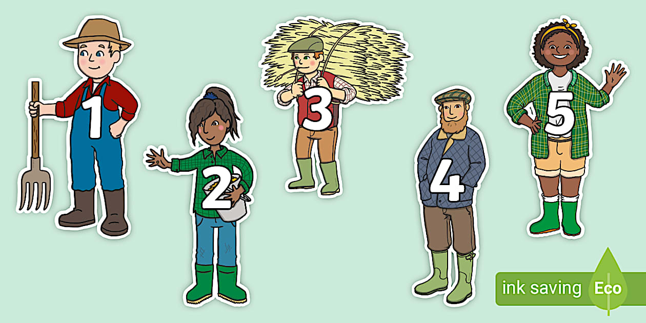 Farmer Display Numbers (teacher made) - Twinkl