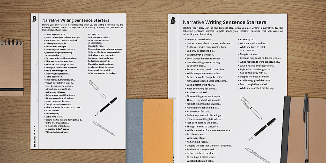 Narrative Writing Sentence Starters for Stories - Twinkl
