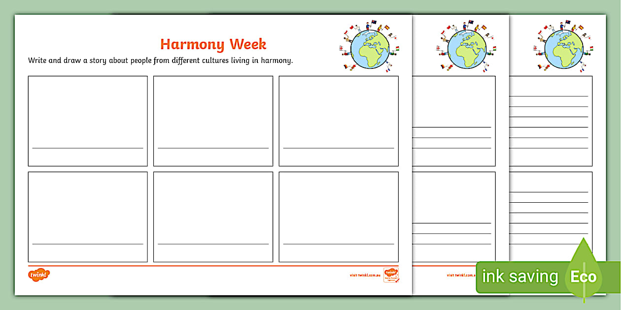 Harmony Week Story Writing Differentiated Worksheet - Twinkl