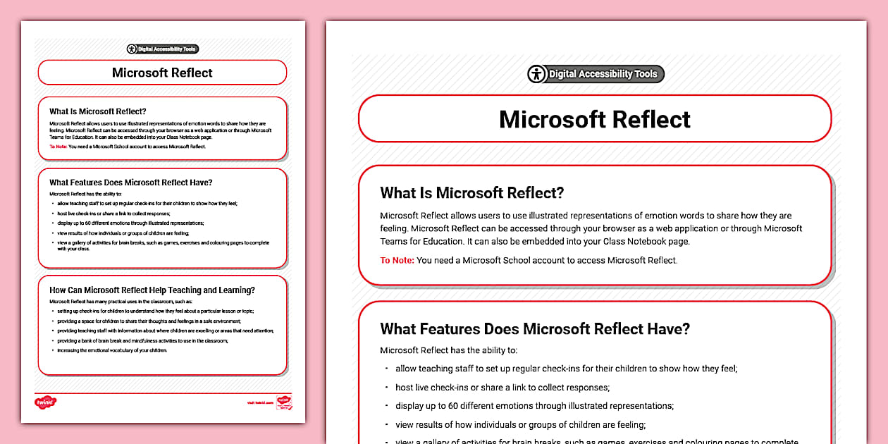 Microsoft Reflect Digital Accessibility Tool Information Sheet