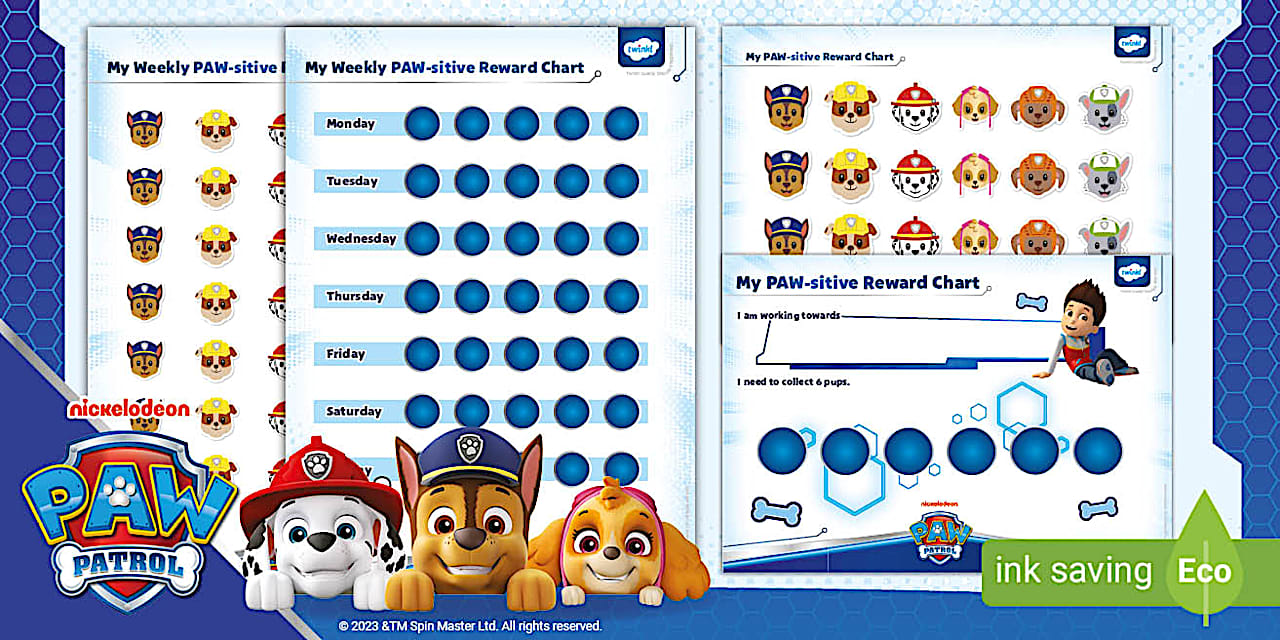 FREE! - PAW Patrol Reward Chart for Kids | Paramount | Twinkl