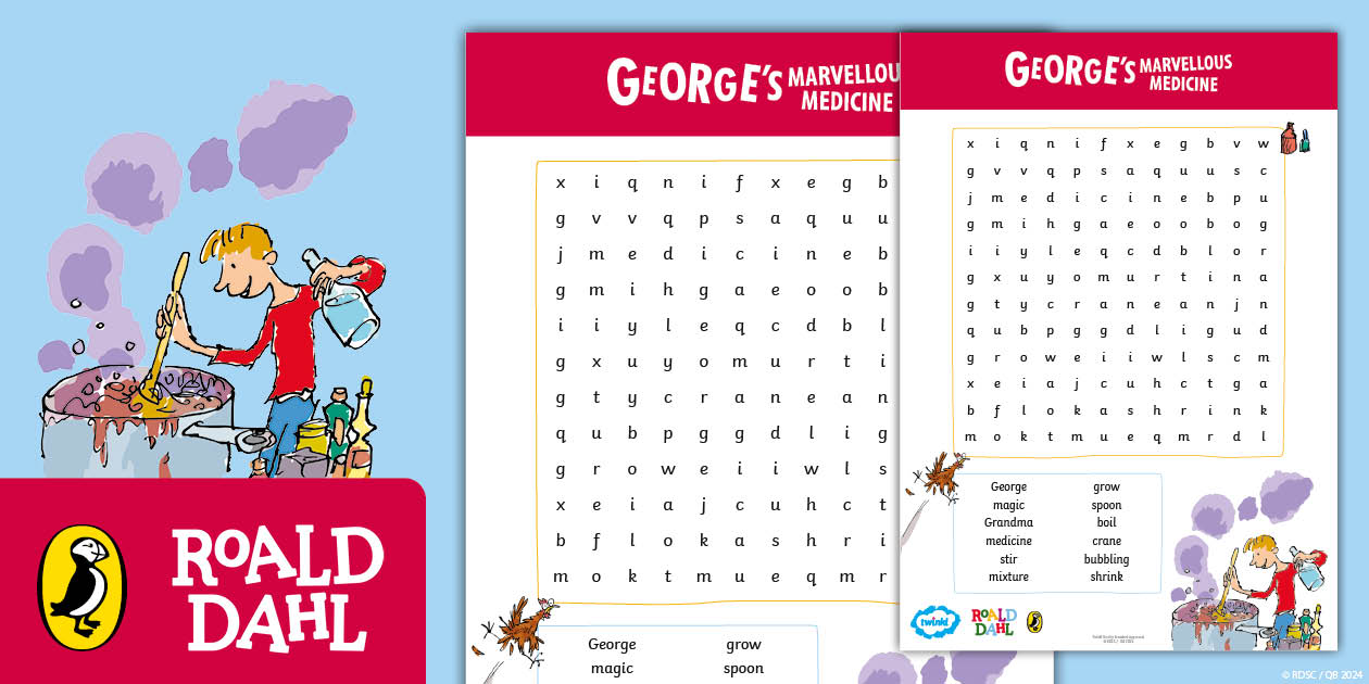 FREE! - FREE ‘George’s Marvellous Medicine’ Word Search | Roald Dahl