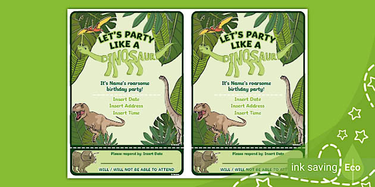 Editable Dinosaur Party Invitations (teacher made) - Twinkl