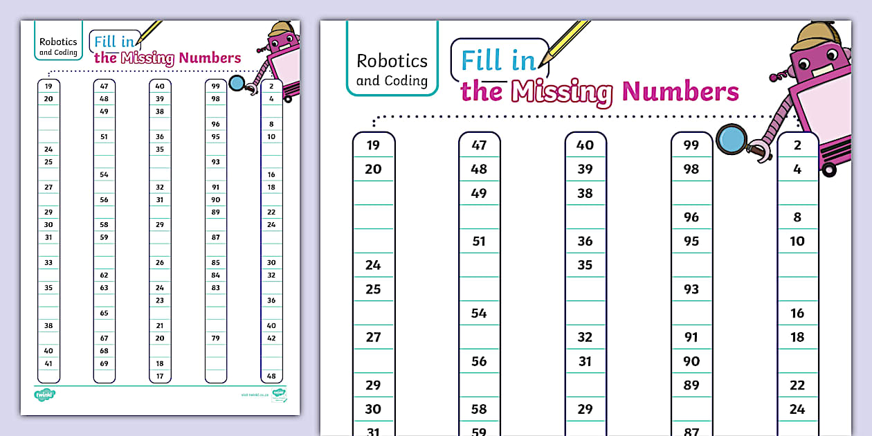 Robotics and Coding: Sequencing- Fill in the Missing Numbers
