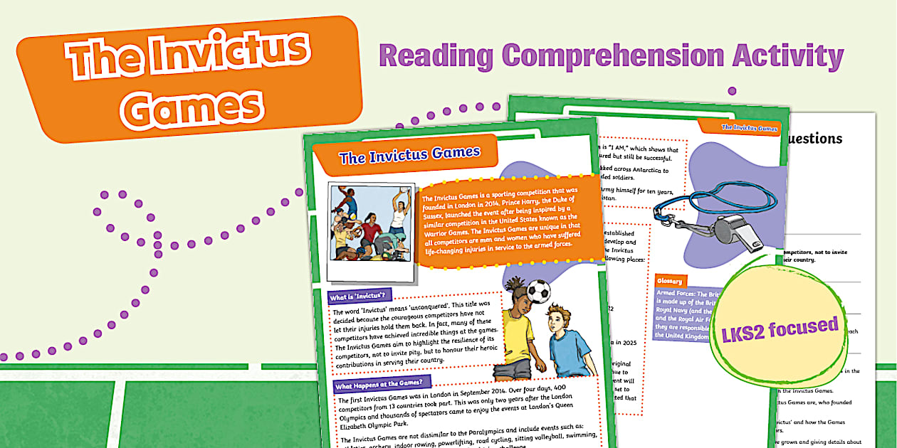 The Invictus Games LKS2 Reading Comprehension Activity