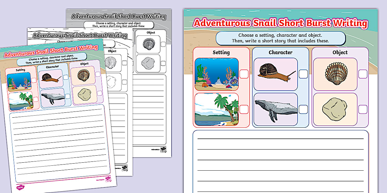 Adventurous Snail Short Burst Writing Template