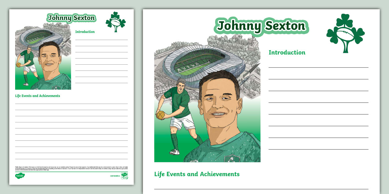 Johnny Sexton Biography Template - Twinkl