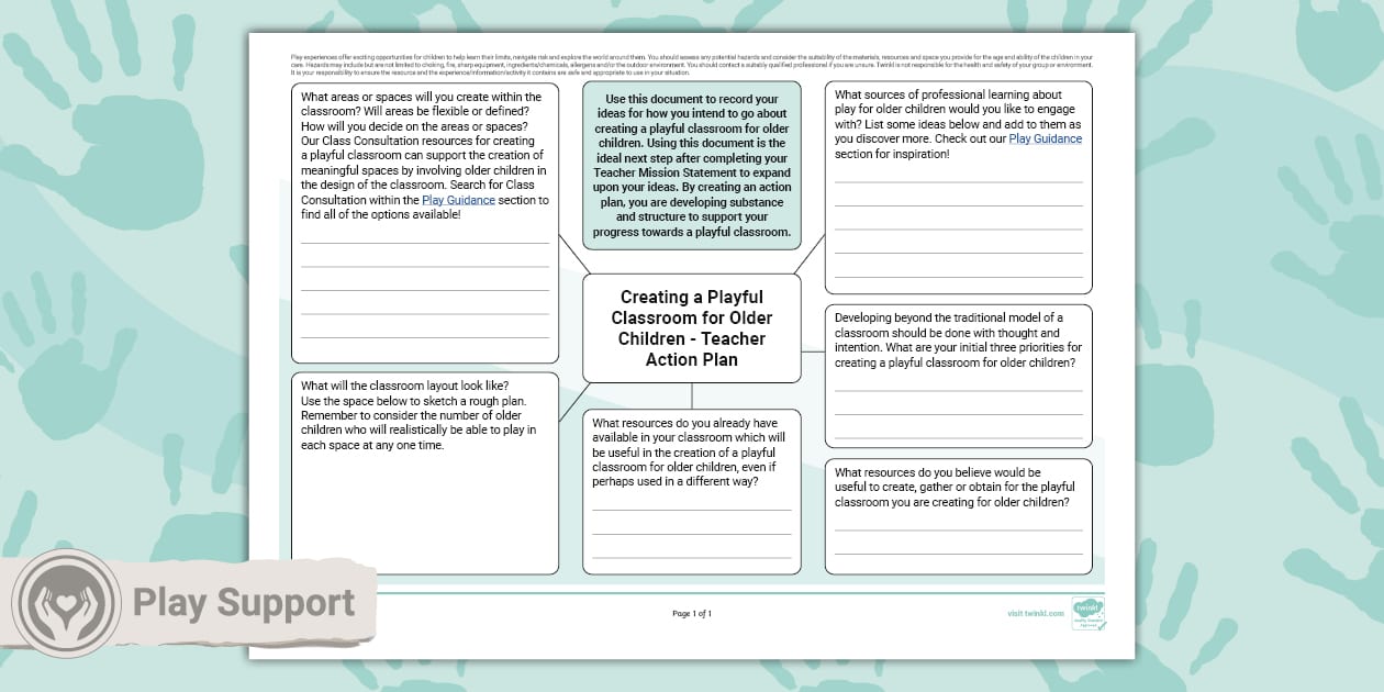 Creating a Playful Classroom for Older Children Action Plan