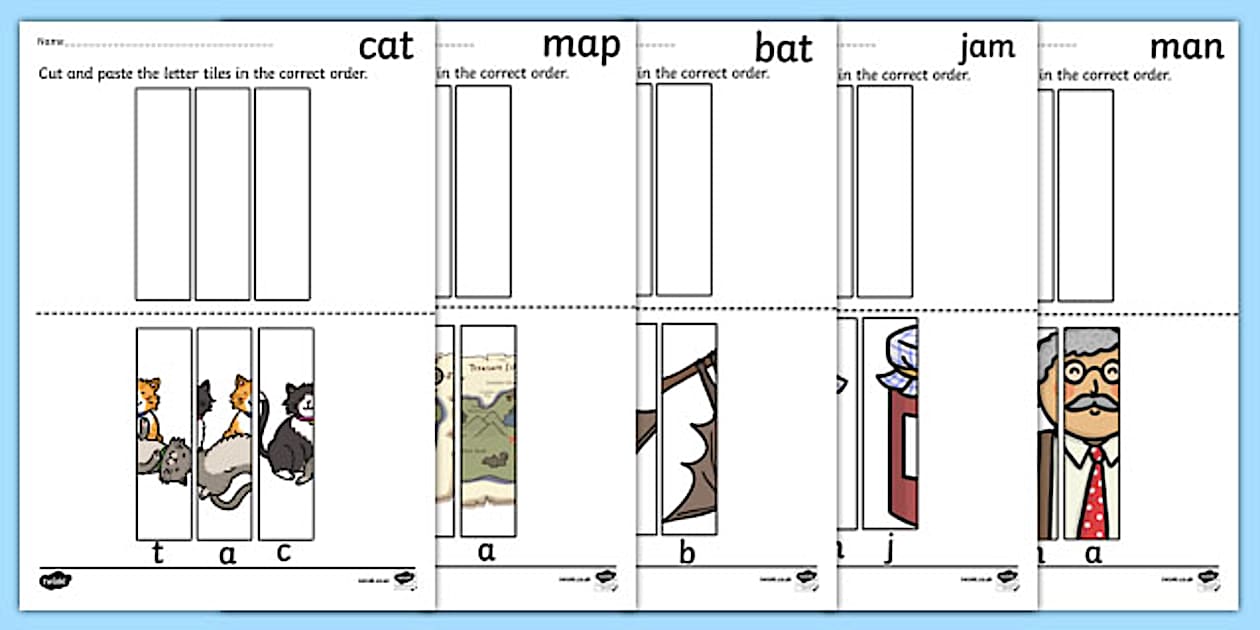 Black and White CVC Word Picture Puzzles a (teacher made)