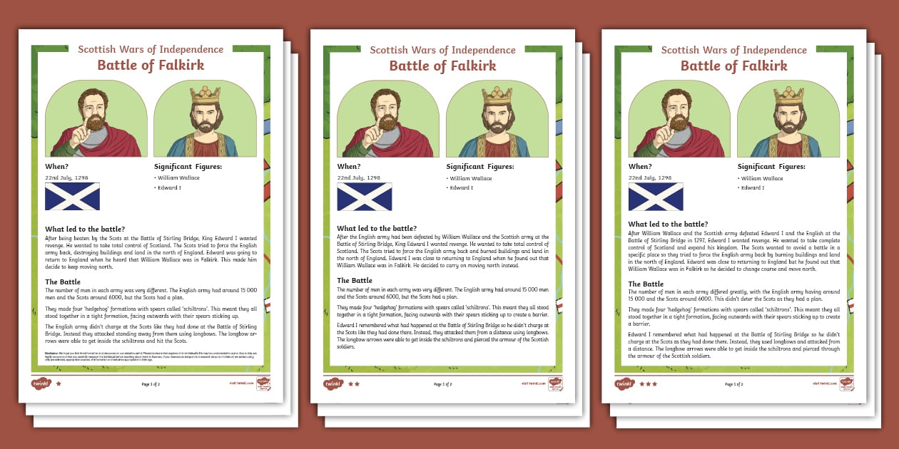 Battle of Falkirk Differentiated Fact File (teacher made)