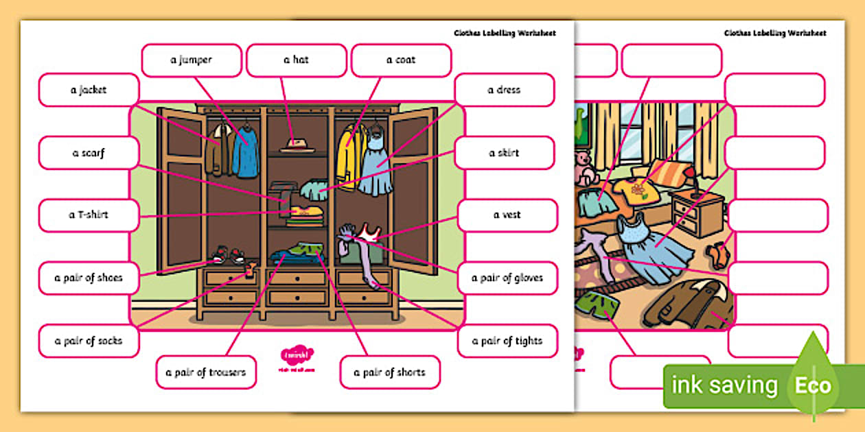 Clothes Labelling Worksheet (teacher made) - Twinkl