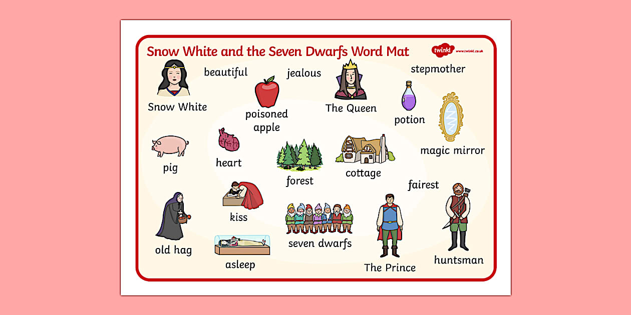 Snow White and the Seven Dwarfs Word Mat (teacher made)