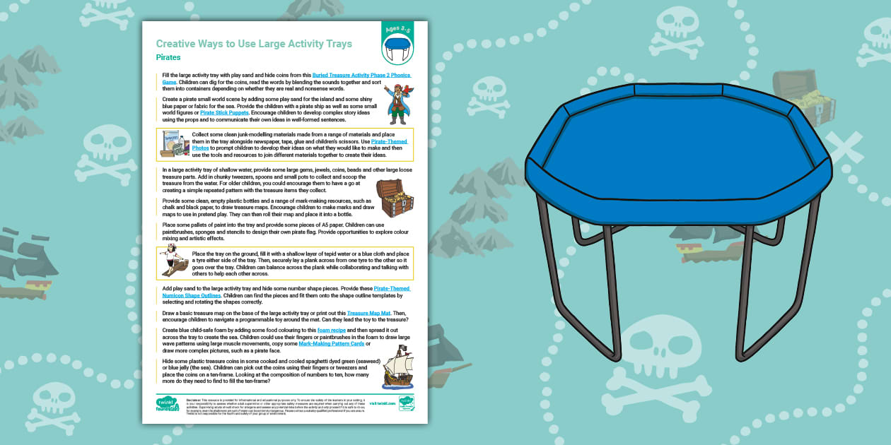 EYFS Ages 3-5 Ways to Use Large Activity Trays: Pirates