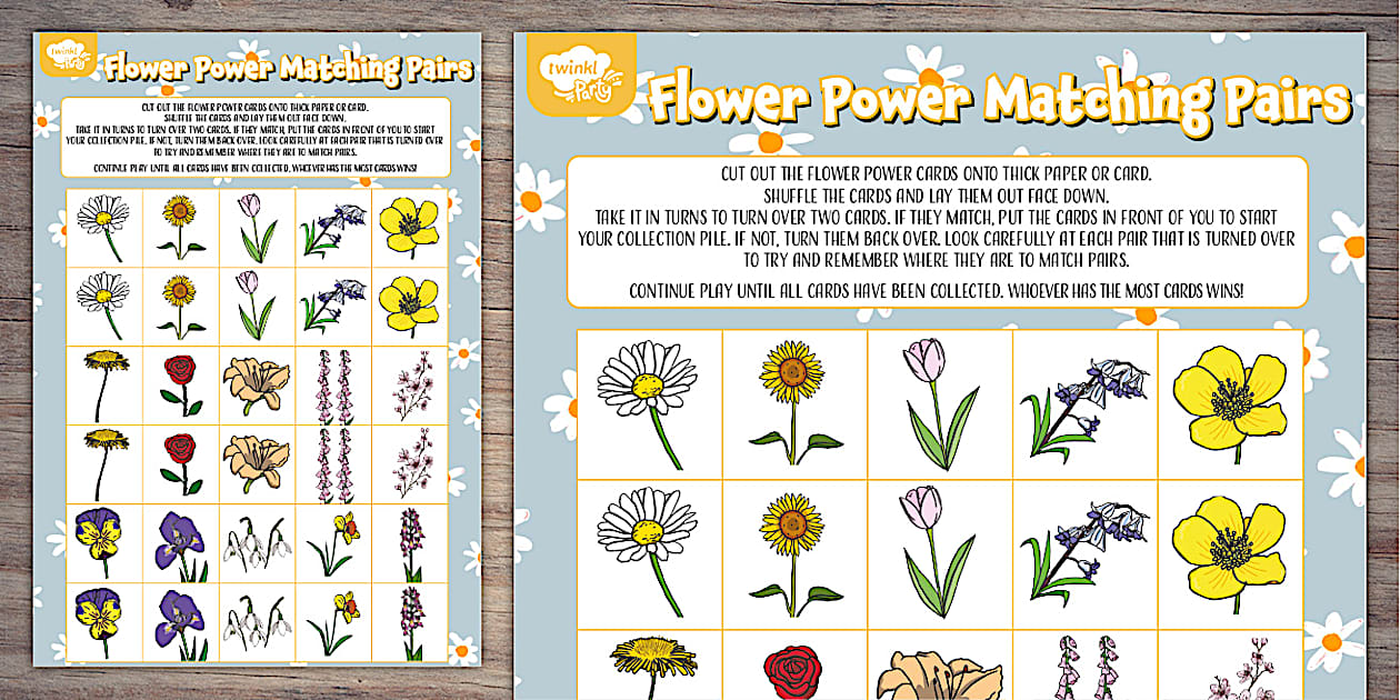 Flower Power Pairs Matching Game Printable | Twinkl Party