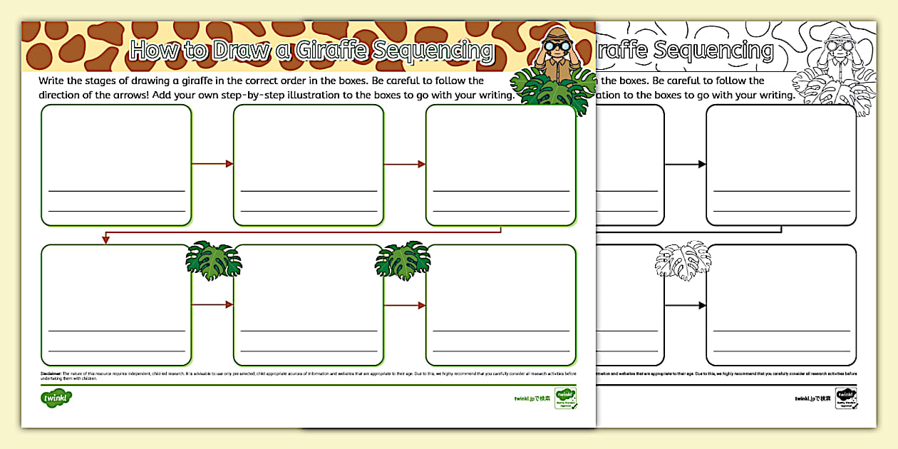 How to Draw a Giraffe Sequencing Mind Map (Teacher-Made)