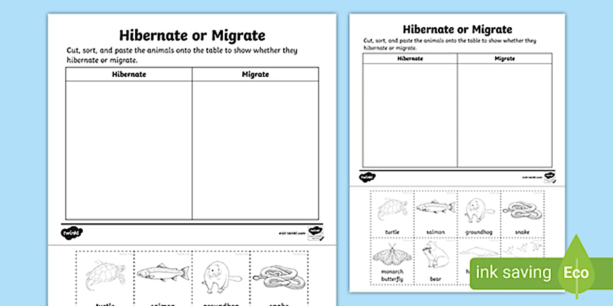 Migrating or Hibernating Animals Sorting Activity - Twinkl