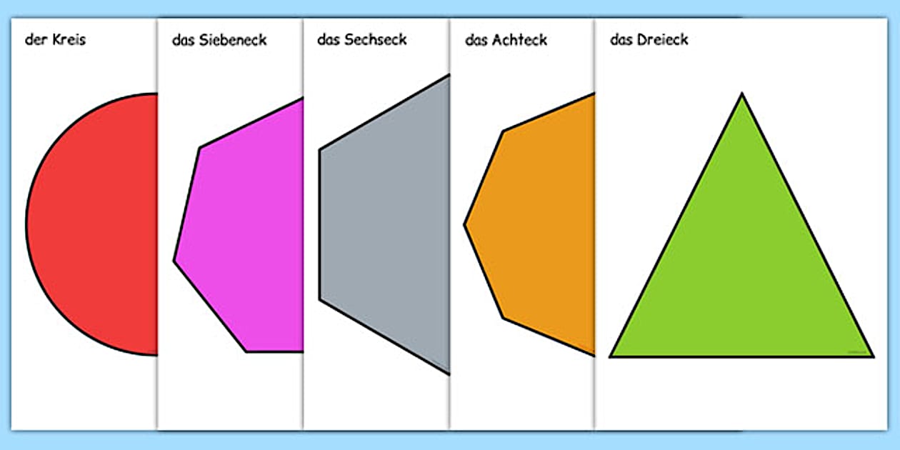 2D Shape A4 Cut Outs German - Twinkl