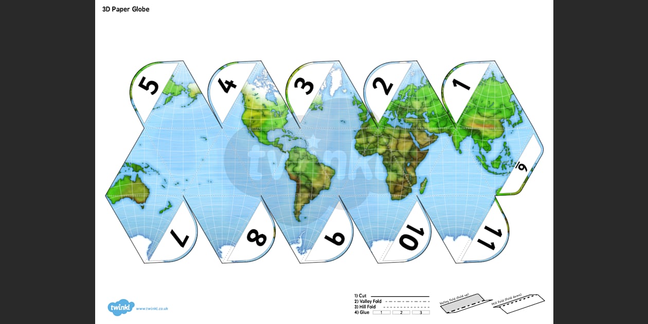 printable 3d world globe