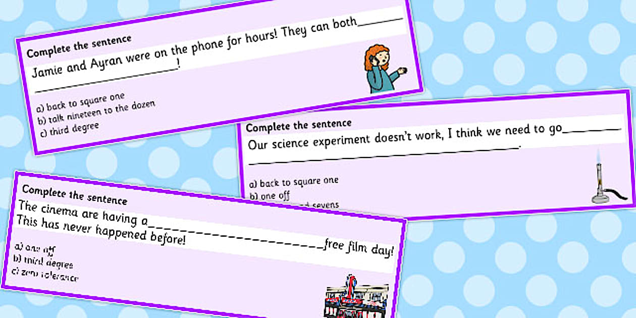 Number Idioms Complete the Sentence Cards - Twinkl