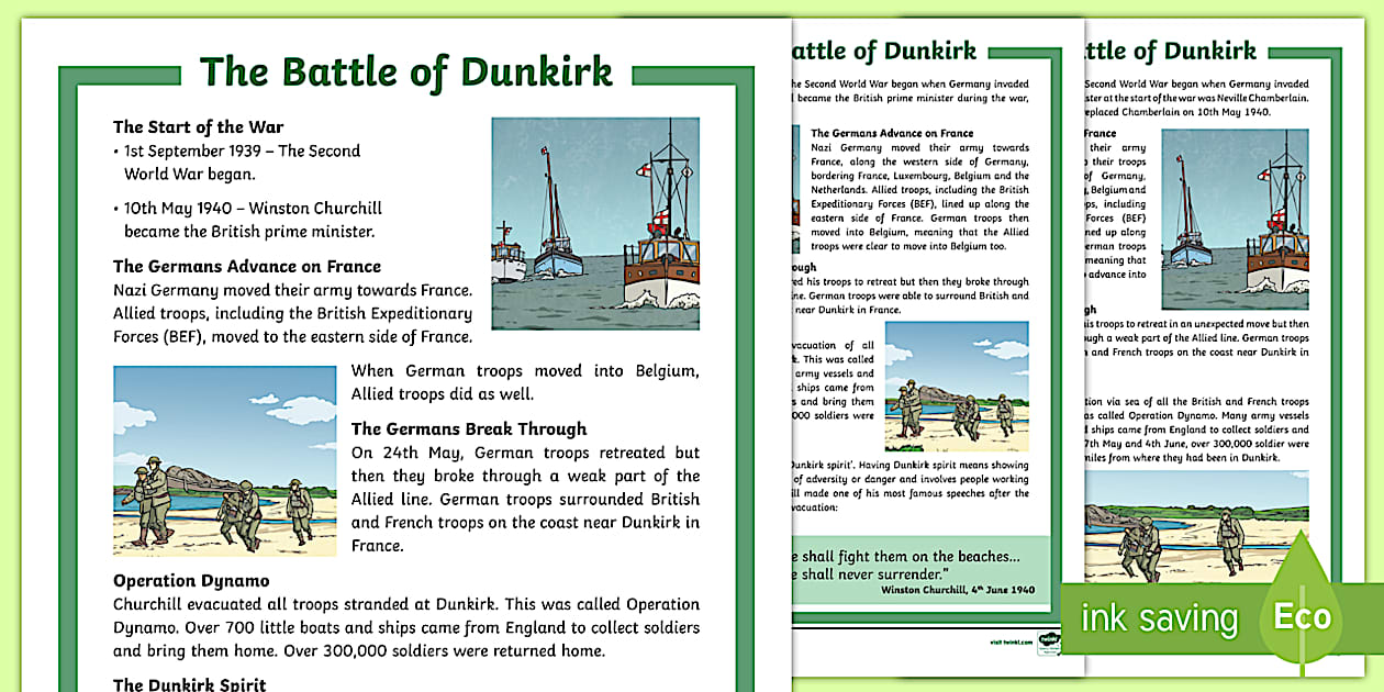 KS2 The Battle of Dunkirk Differentiated Fact File - Twinkl