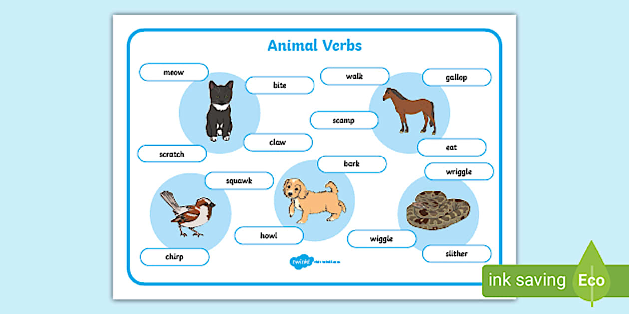 Editable Animal Verbs Word Mat (creat de profesori) - Twinkl