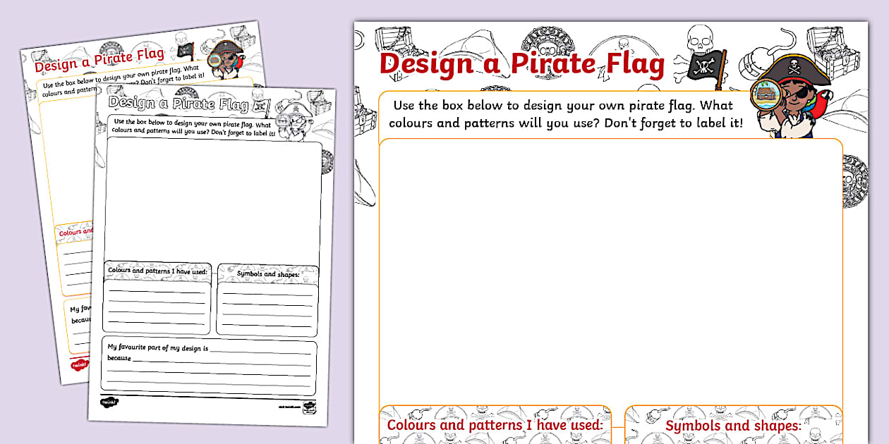 Design a Pirate Flag Worksheet (teacher made) - Twinkl